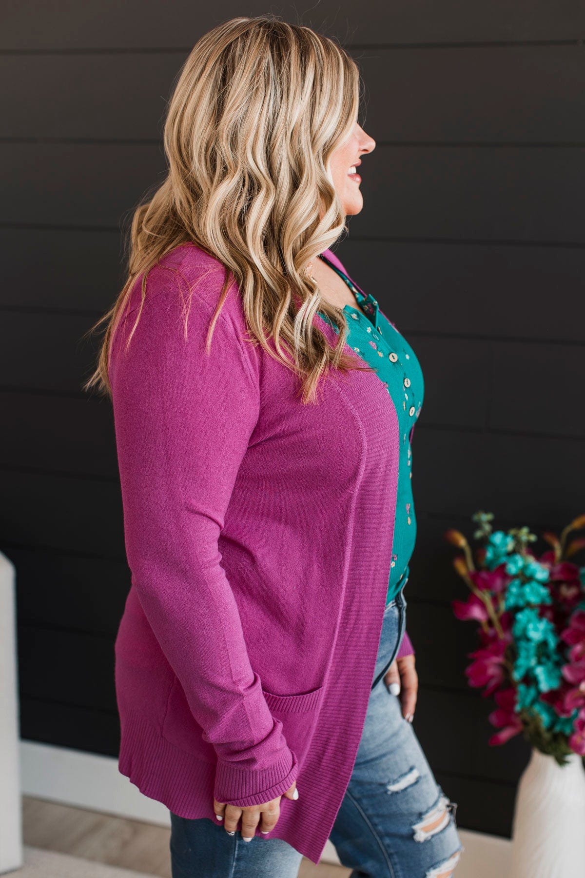 Comfortable With Myself Knit Cardigan- Fuchsia – The Pulse Boutique