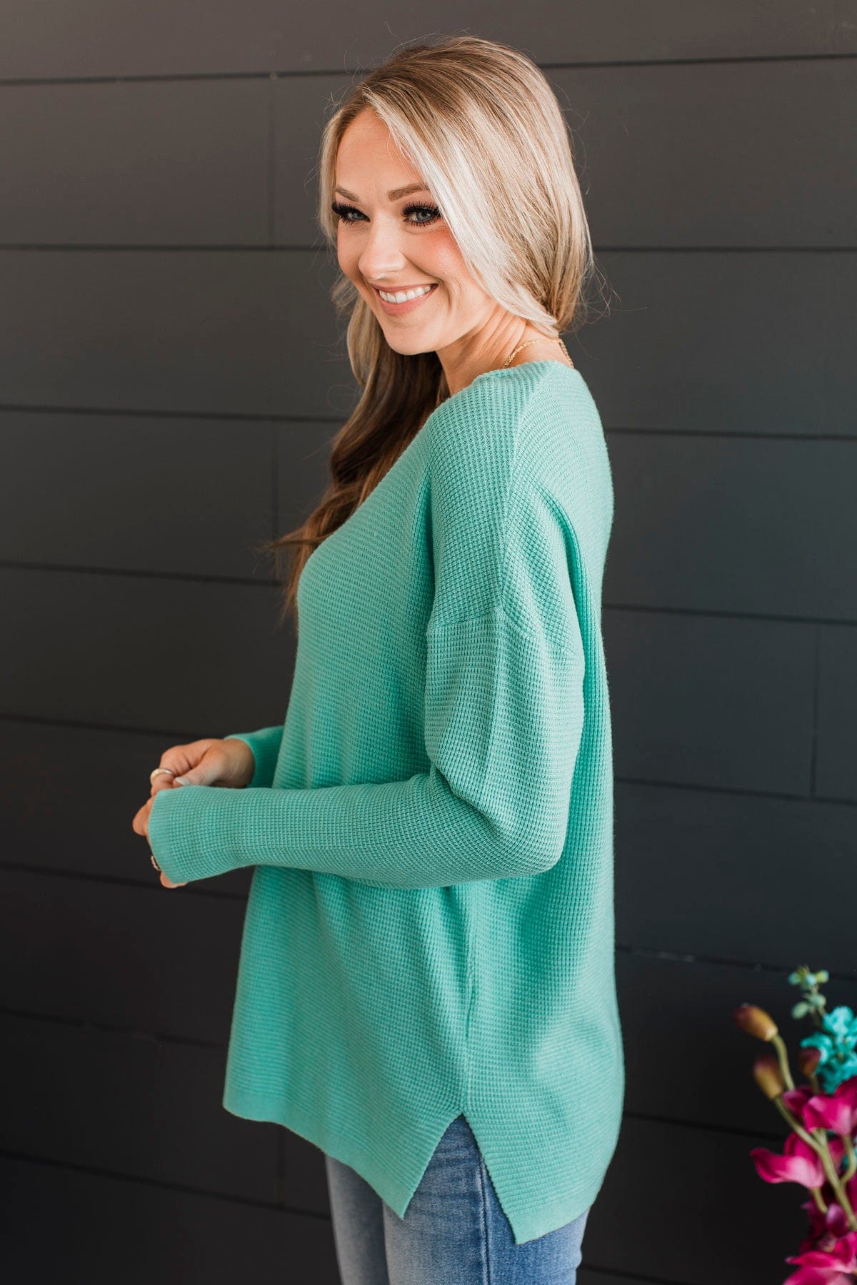 Here Together V-Neck Sweater- Mint – The Pulse Boutique