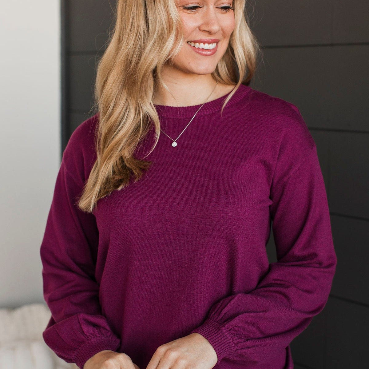 Warm Inspirations Knit Sweater- Dark Magenta – The Pulse Boutique