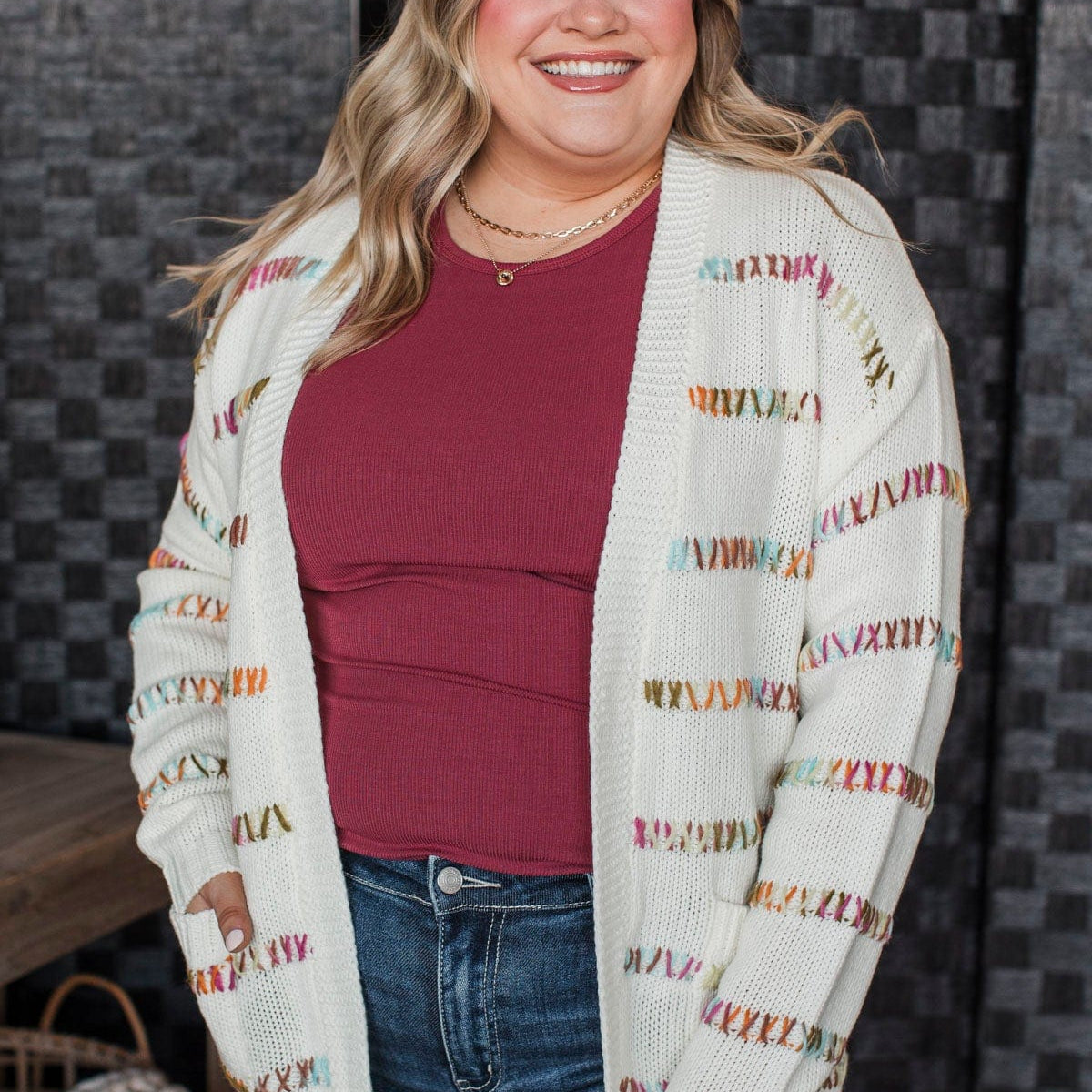 Give It A Shot Striped Cardigan- Ivory – The Pulse Boutique