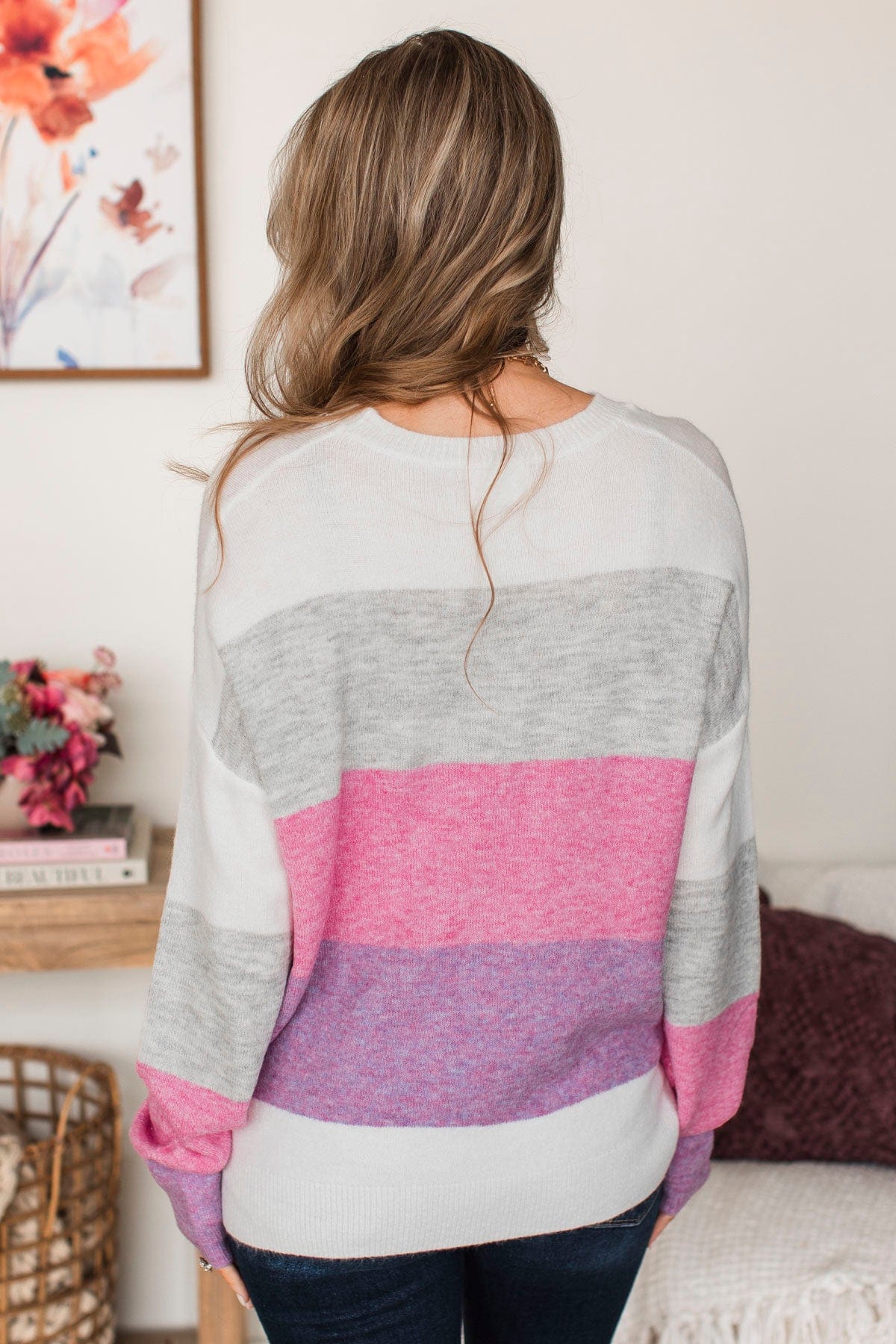 Only For Today Color Block Sweater- Grey & Pink – The Pulse Boutique