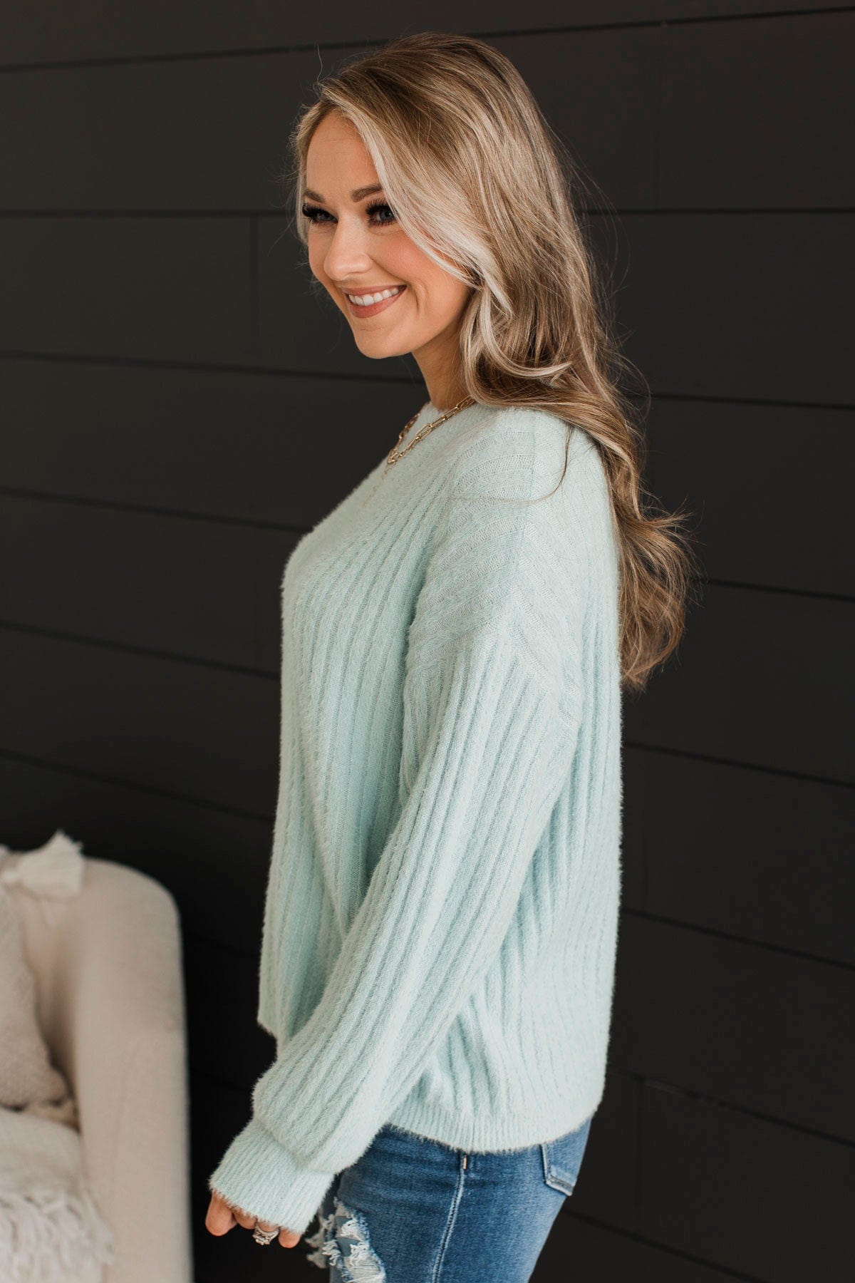 Like No Other Fuzzy Knit Sweater- Light Blue – The Pulse Boutique