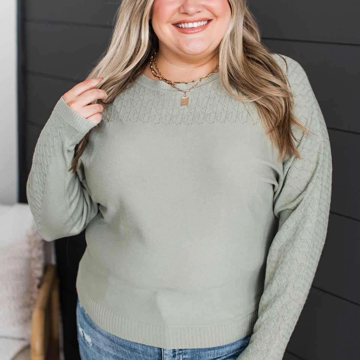 Endless Peace Pointelle Knit Dolman Sweater- Dusty Sage – The Pulse ...