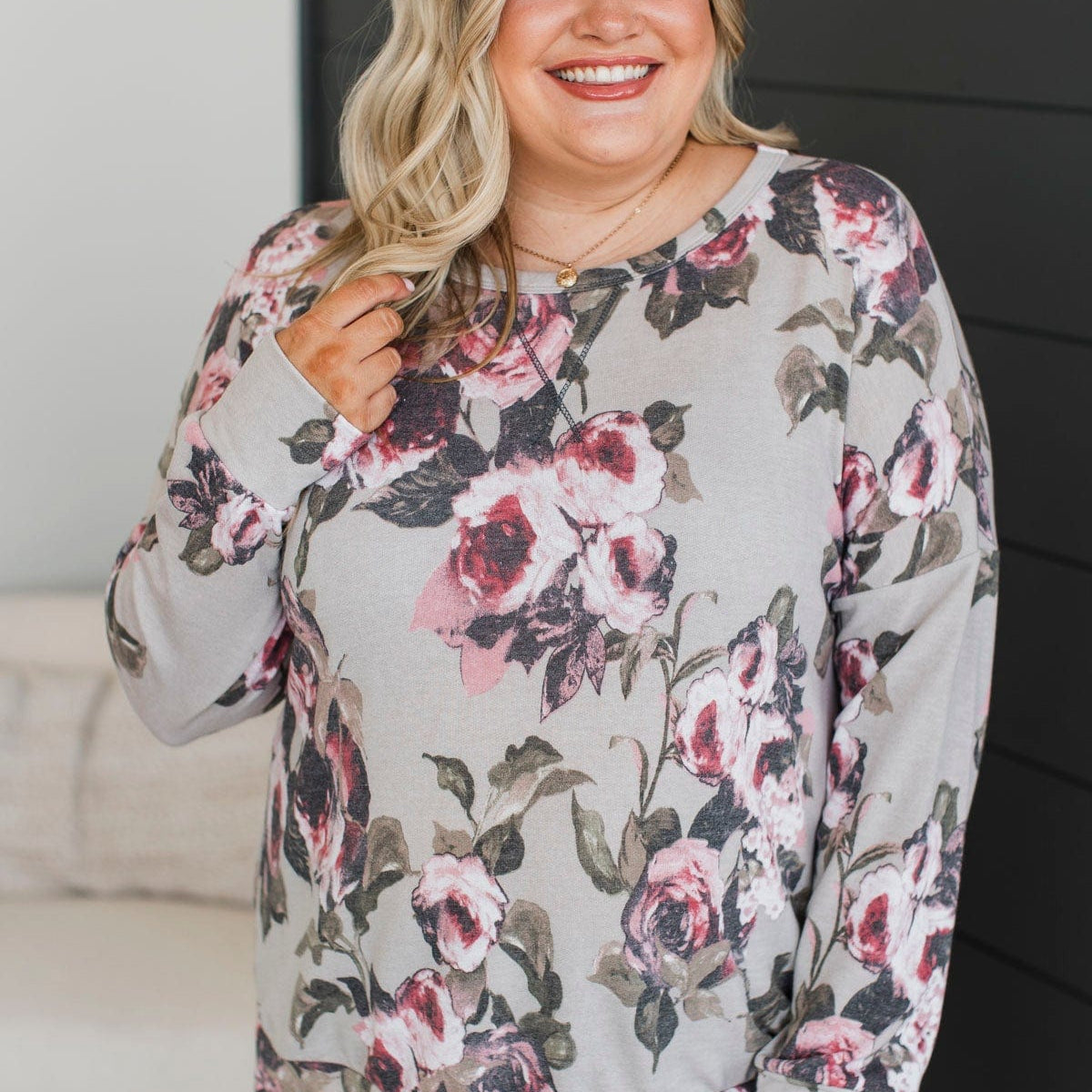 Talking About You Floral Top- Dusty Olive – The Pulse Boutique