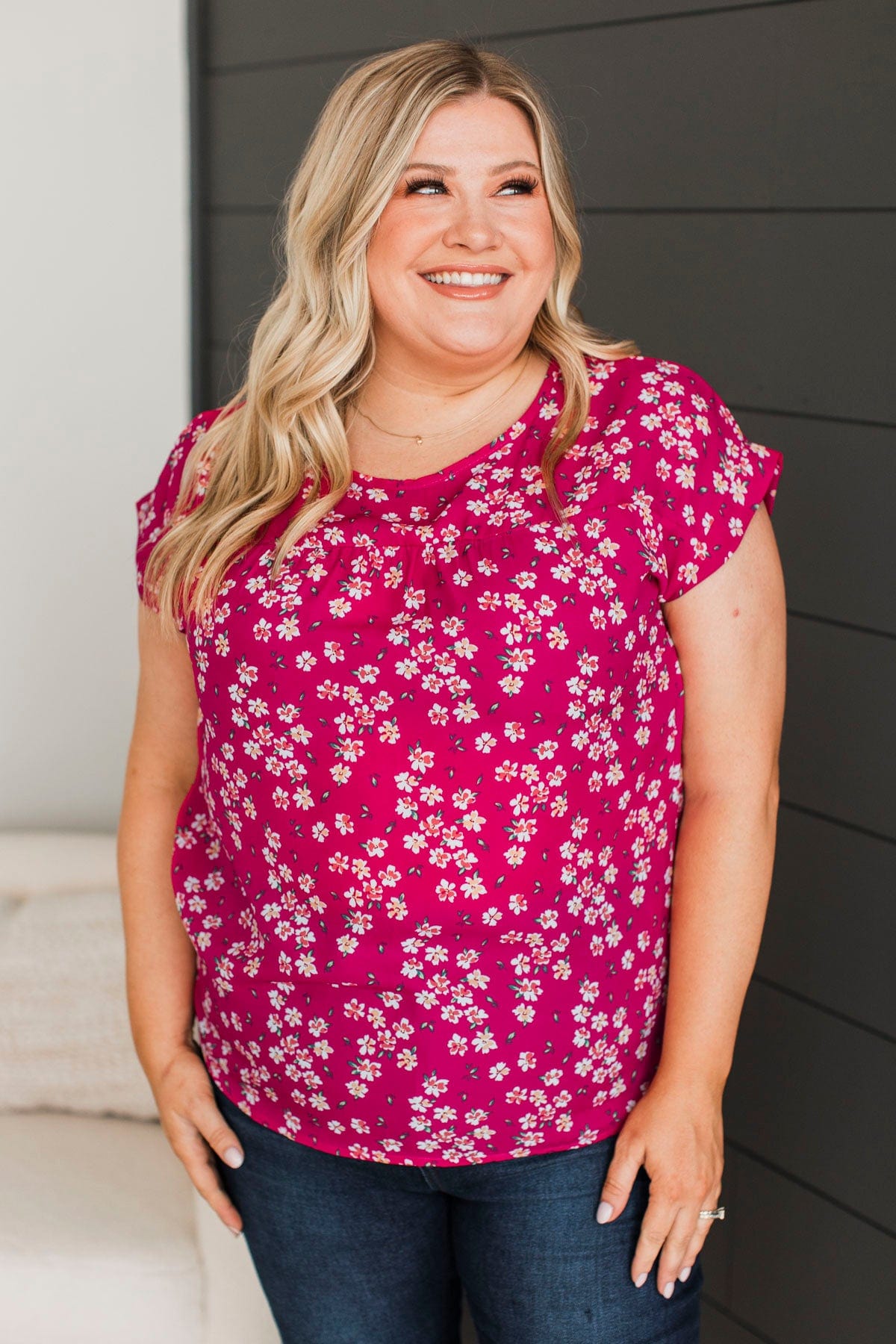 Radiant Presence Floral Top- Hot Pink – The Pulse Boutique