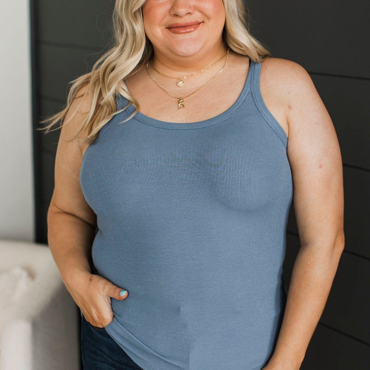 Work Up The Nerve Tank Top- Slate Blue – The Pulse Boutique