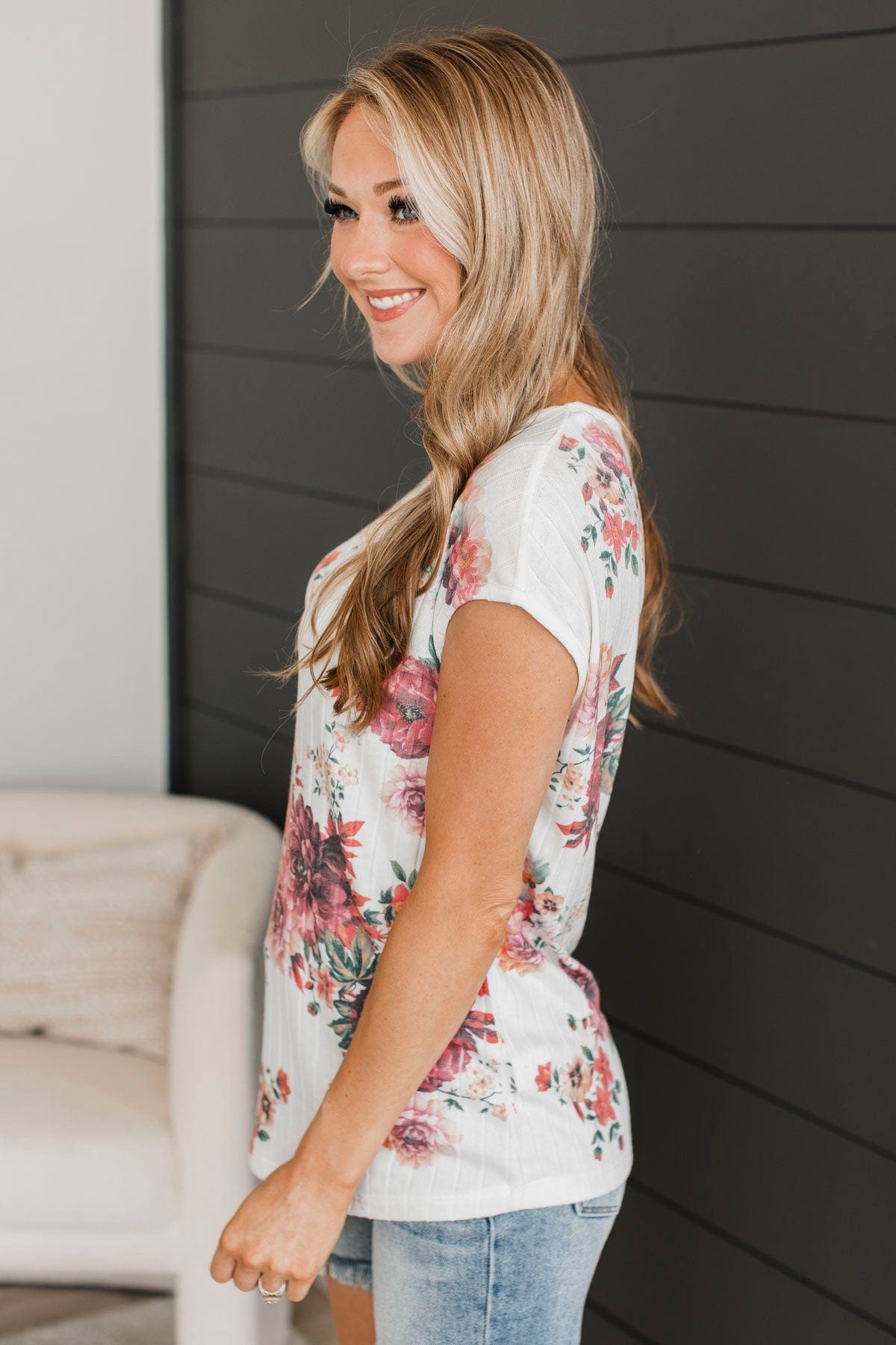 Try My Luck Floral Top- Ivory – The Pulse Boutique