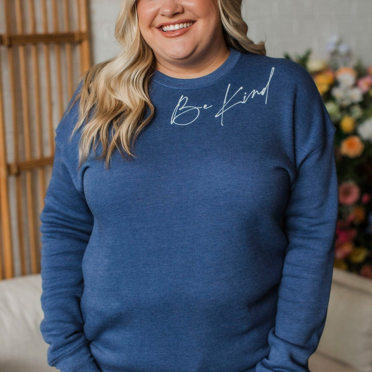 "Be Kind" Crew Neck Pullover- Royal Blue – The Pulse Boutique