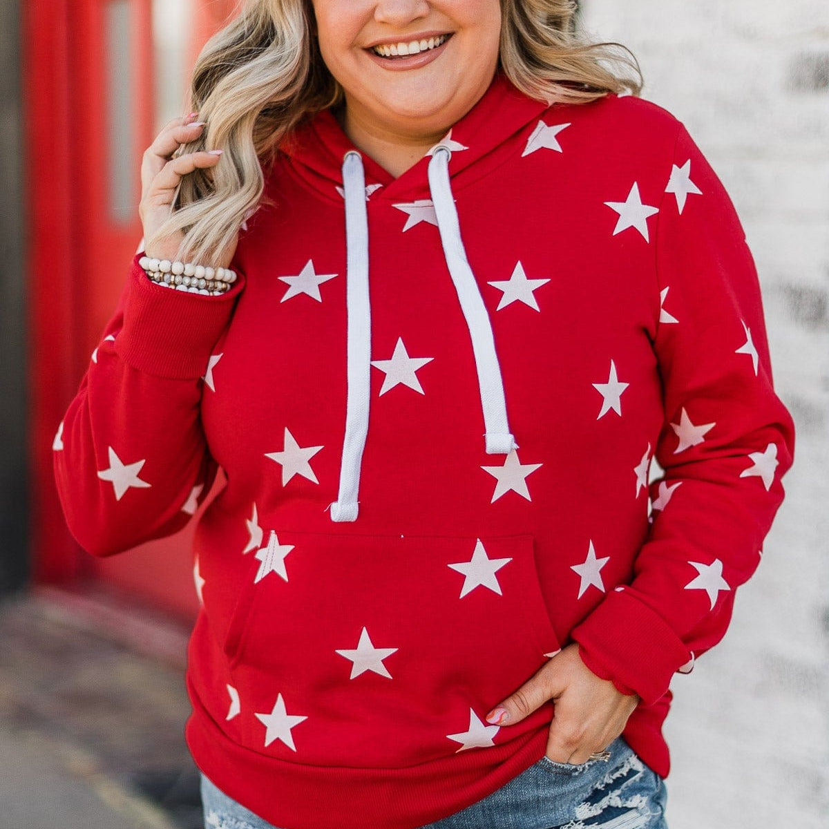 Be A Star Drawstring Hoodie- Red – The Pulse Boutique