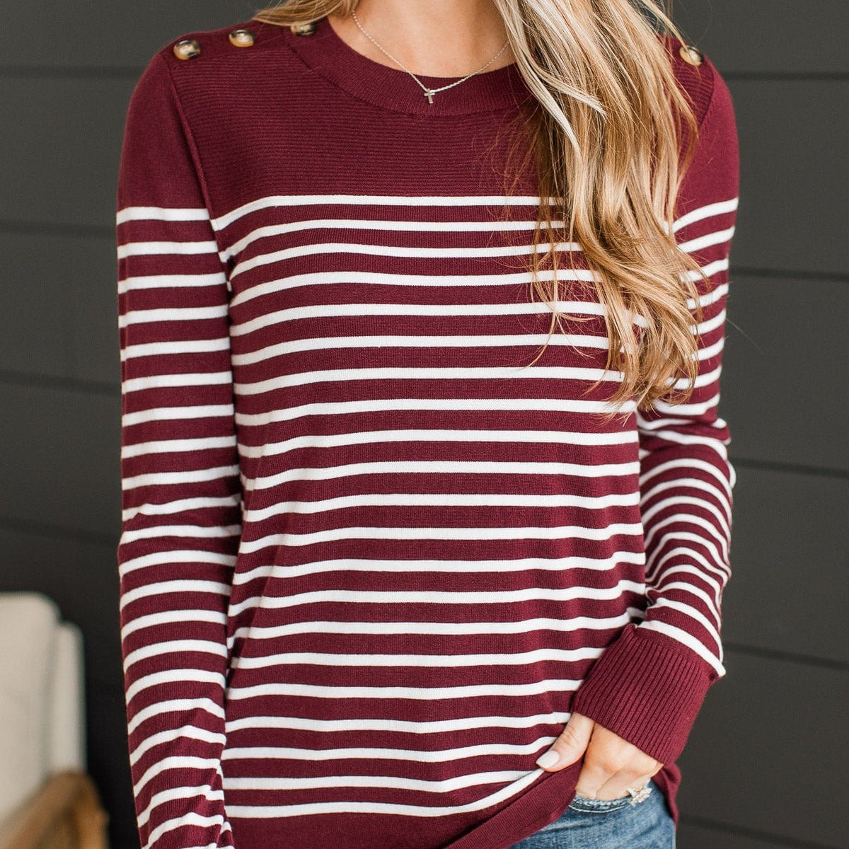 Keeping My Promise Knit Sweater- Burgundy – The Pulse Boutique
