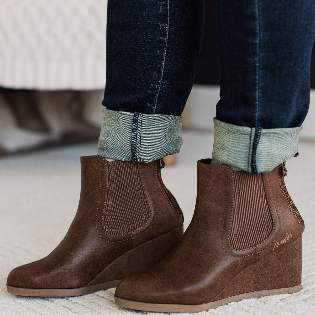 Blowfish Praline Wedge Booties- Rust Redwood – The Pulse Boutique