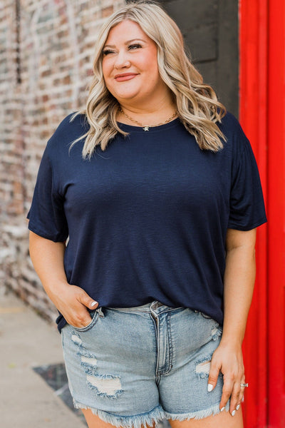 Tearing Down Boundaries Knit Top- Navy – The Pulse Boutique