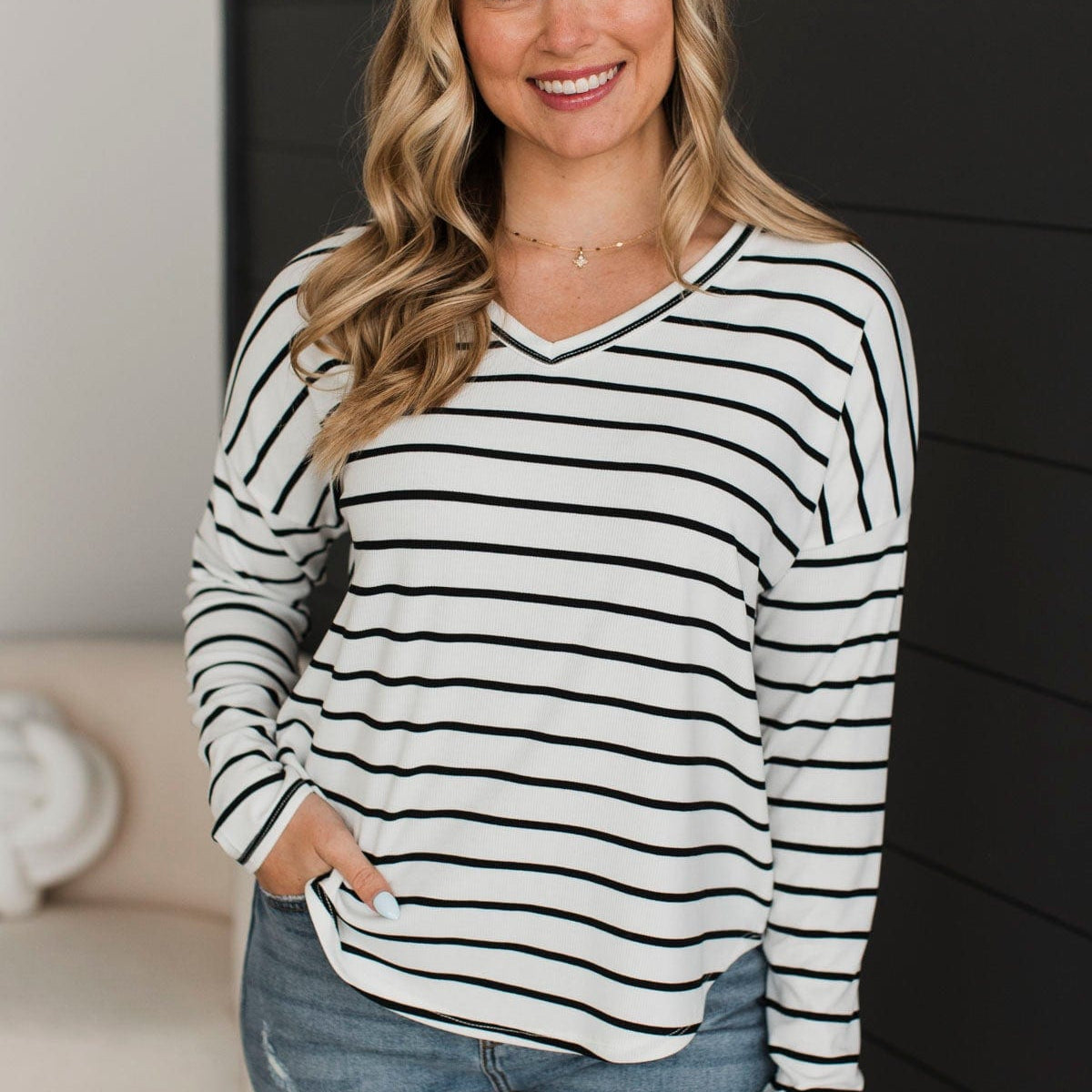 Sheer Joy Long Sleeve Striped Top- Off-White – The Pulse Boutique