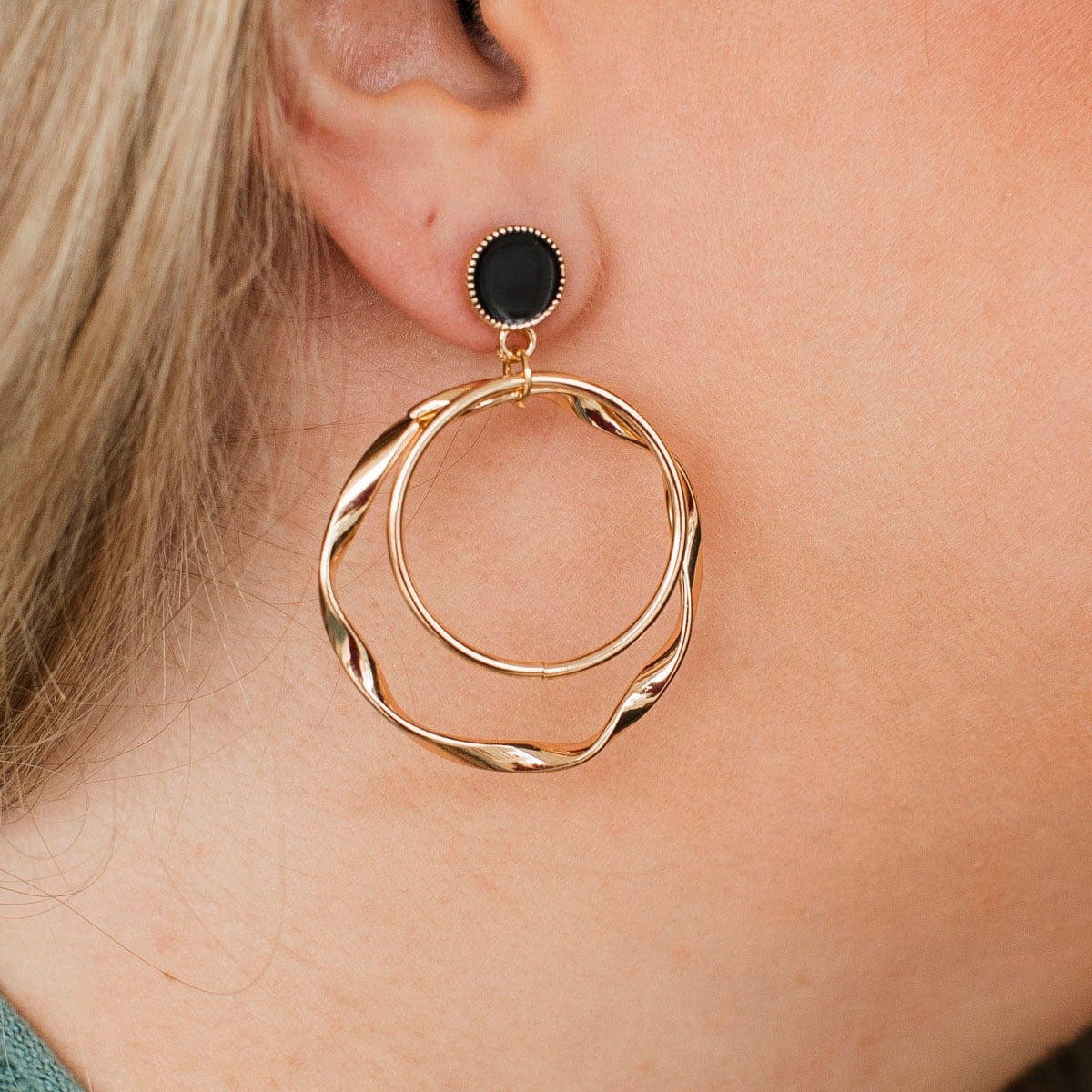 Simple Excellence Hoop Drop Earrings- Gold – The Pulse Boutique