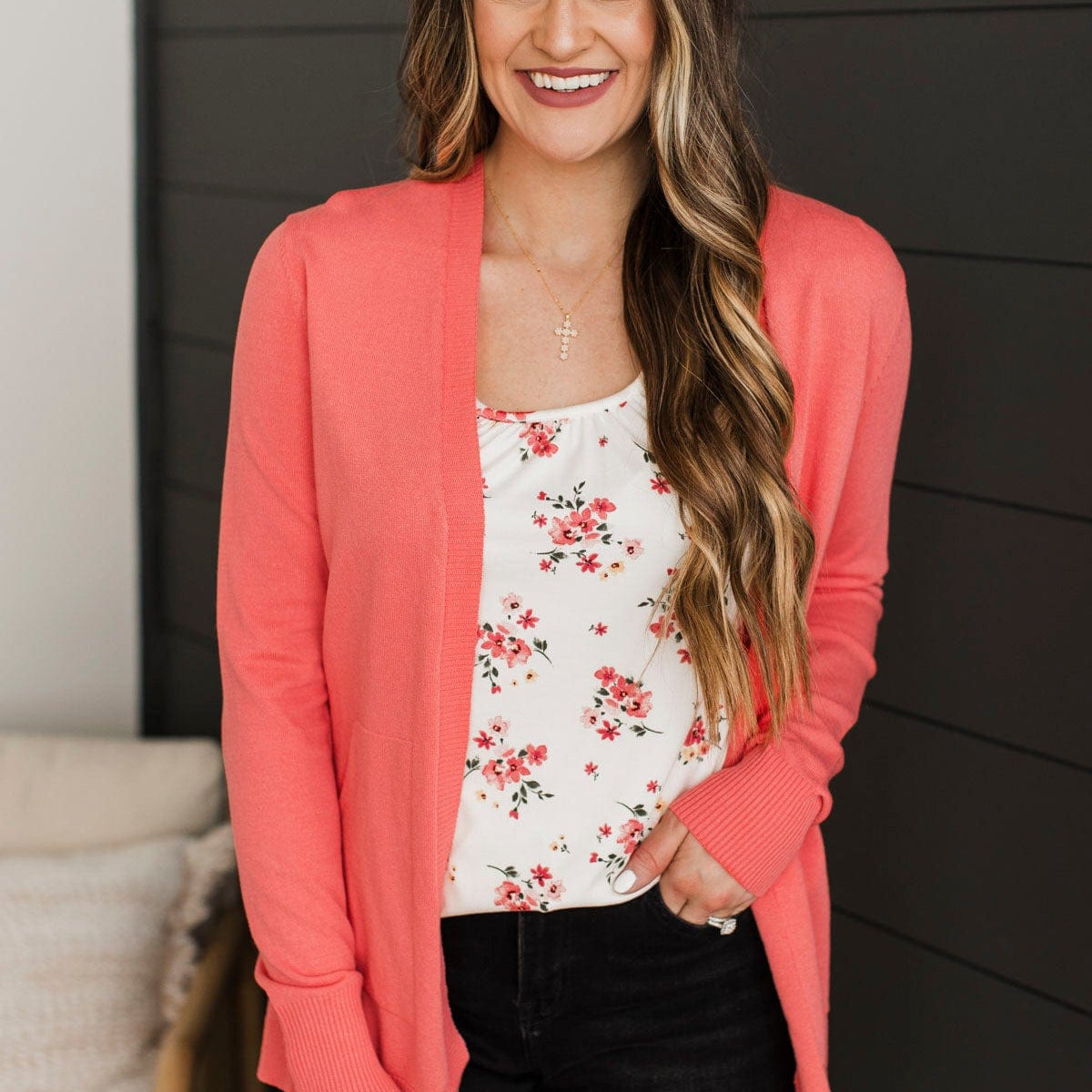 Many Reasons Lightweight Cardigan- Coral – The Pulse Boutique