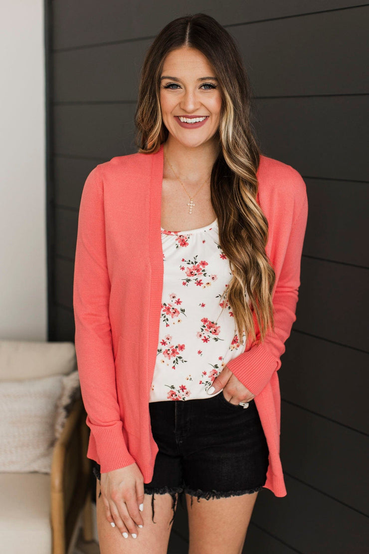 Many Reasons Lightweight Cardigan- Coral – The Pulse Boutique