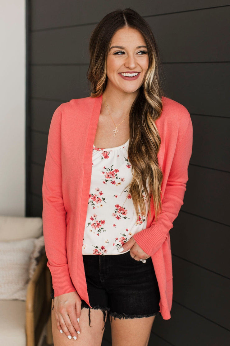 Many Reasons Lightweight Cardigan- Coral – The Pulse Boutique