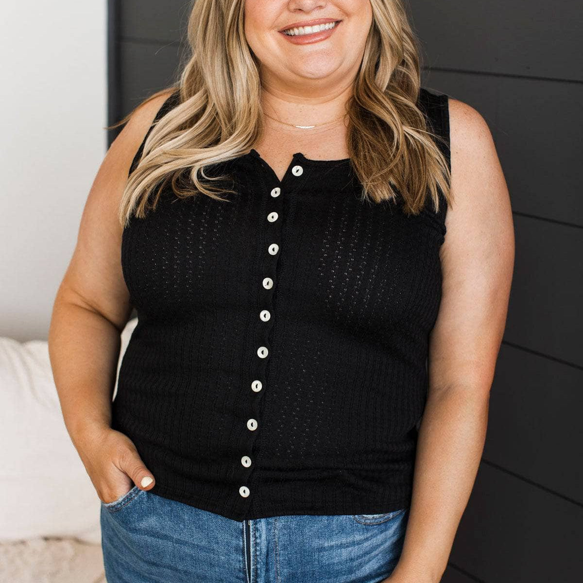 Lifelong Passion Pointelle Tank Top- Black – The Pulse Boutique