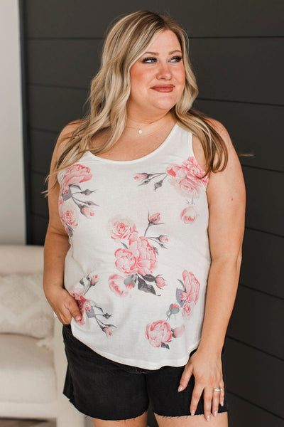 Two To Tango Floral Tank Top- Ivory & Pink – The Pulse Boutique