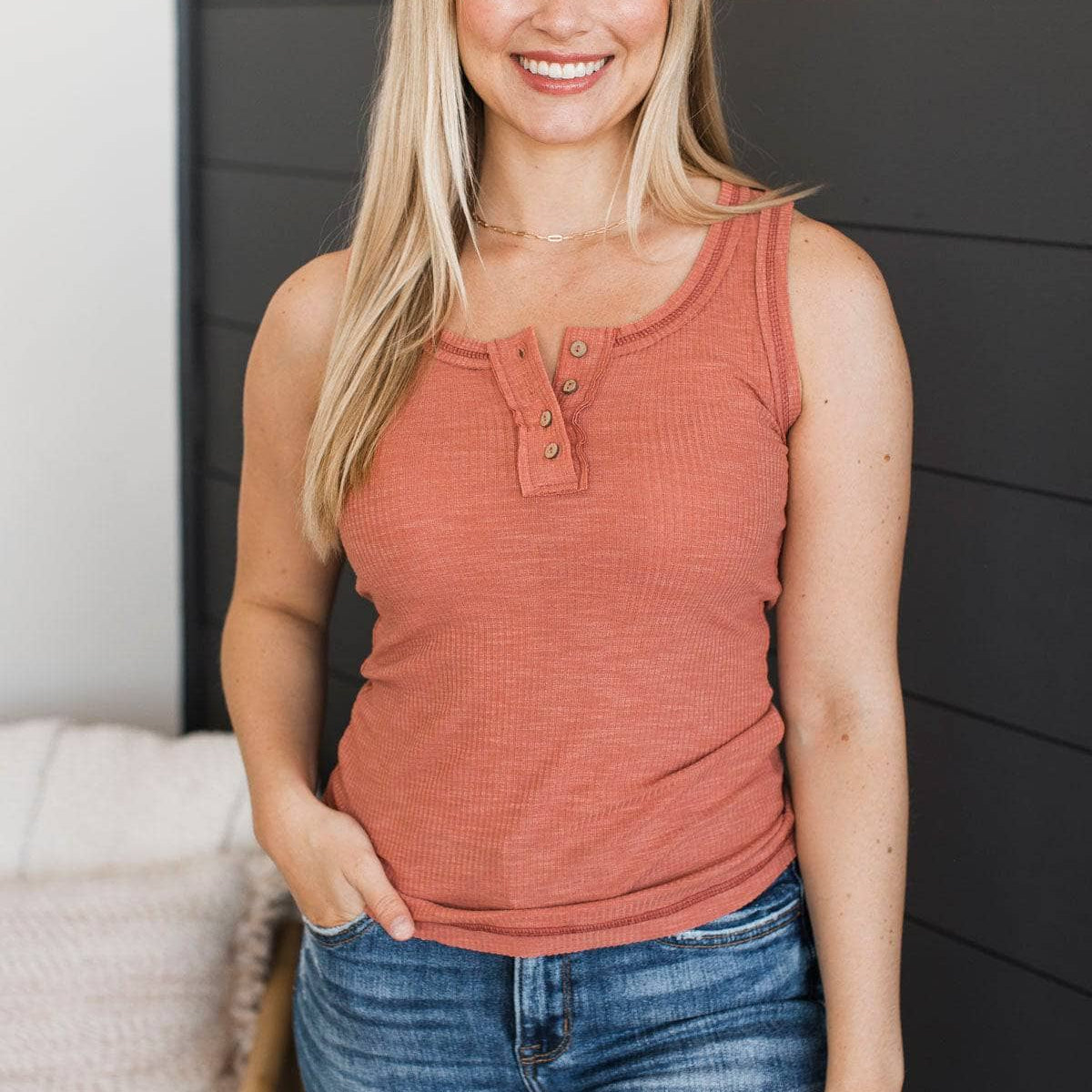 Something For Everyone Tank Top- Terracotta – The Pulse Boutique