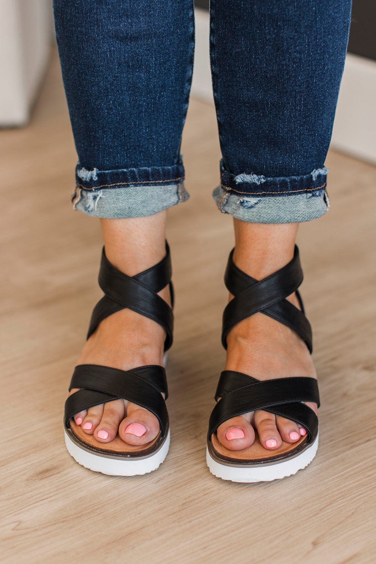 Corky's Double Dutch Wedge Sandals- Black – The Pulse Boutique