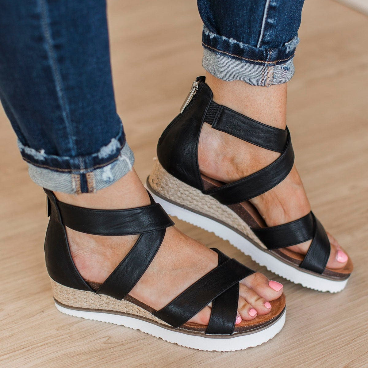 Corky's Double Dutch Wedge Sandals- Black – The Pulse Boutique