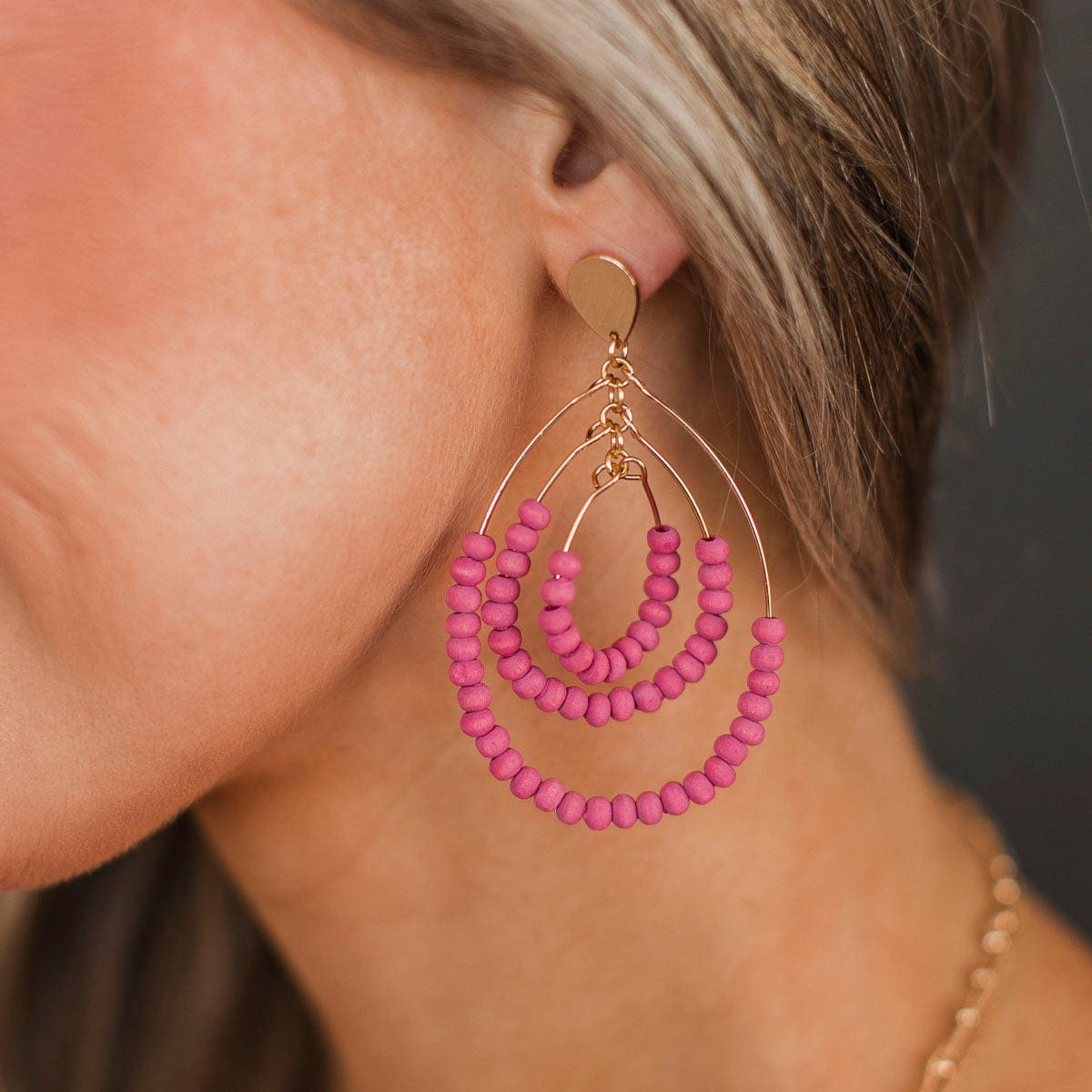 Natural Appeal Teardrop Earrings- Pink – The Pulse Boutique