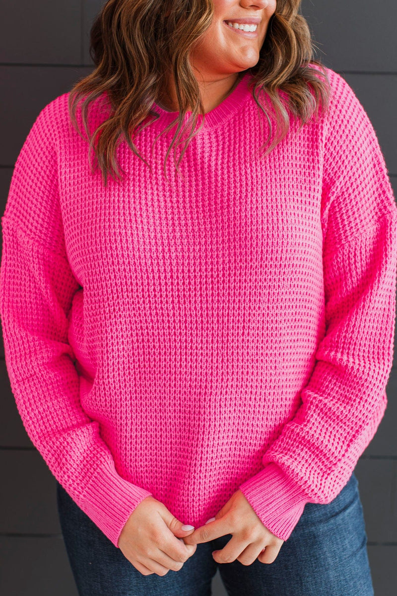 Captivating In Color Knit Sweater- Neon Pink – The Pulse Boutique