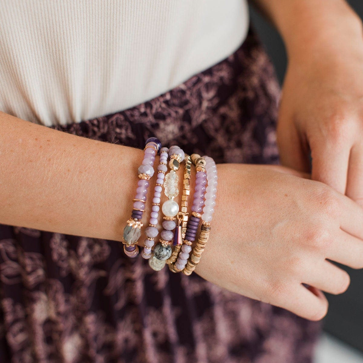 Dazzling Smiles Stackable Bracelet Set- Purple – The Pulse Boutique