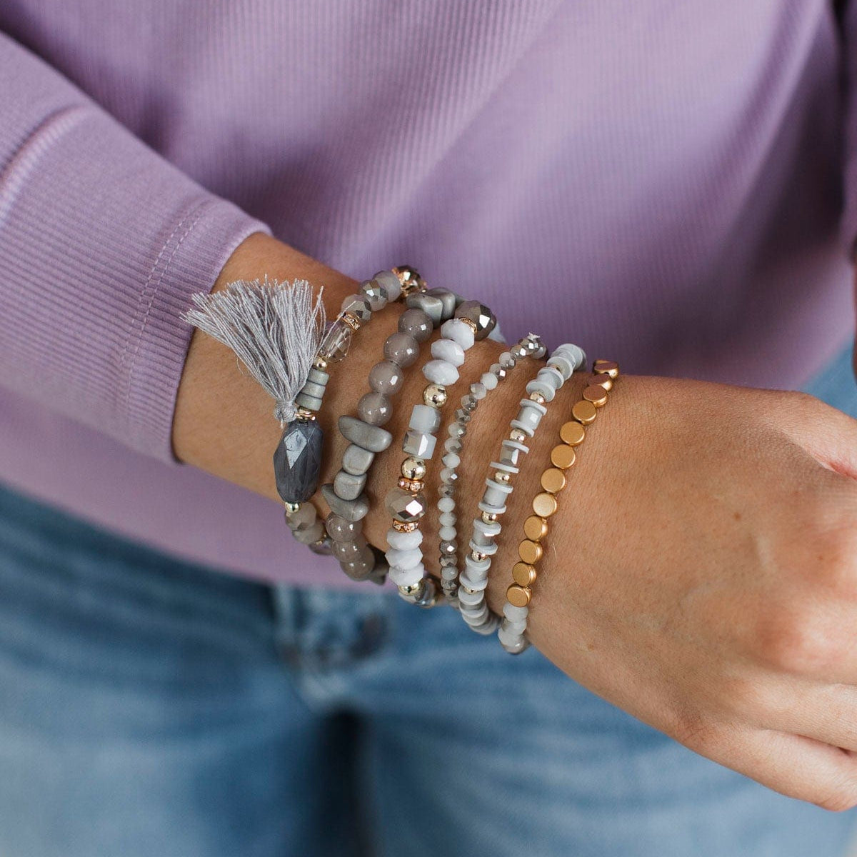 Focus On You Stackable Bracelet Set- Grey – The Pulse Boutique