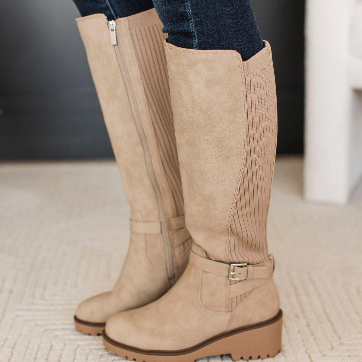Soda Zone Boots- Beige – The Pulse Boutique