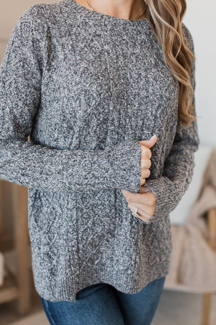 Brings Me Joy Knit Sweater- Grey – The Pulse Boutique
