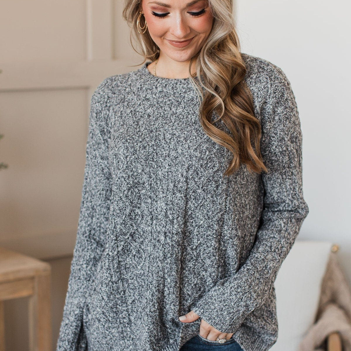 Brings Me Joy Knit Sweater- Grey – The Pulse Boutique