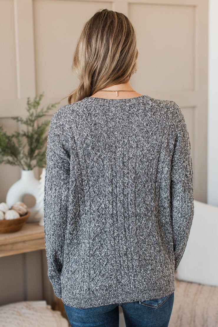 Brings Me Joy Knit Sweater- Grey – The Pulse Boutique