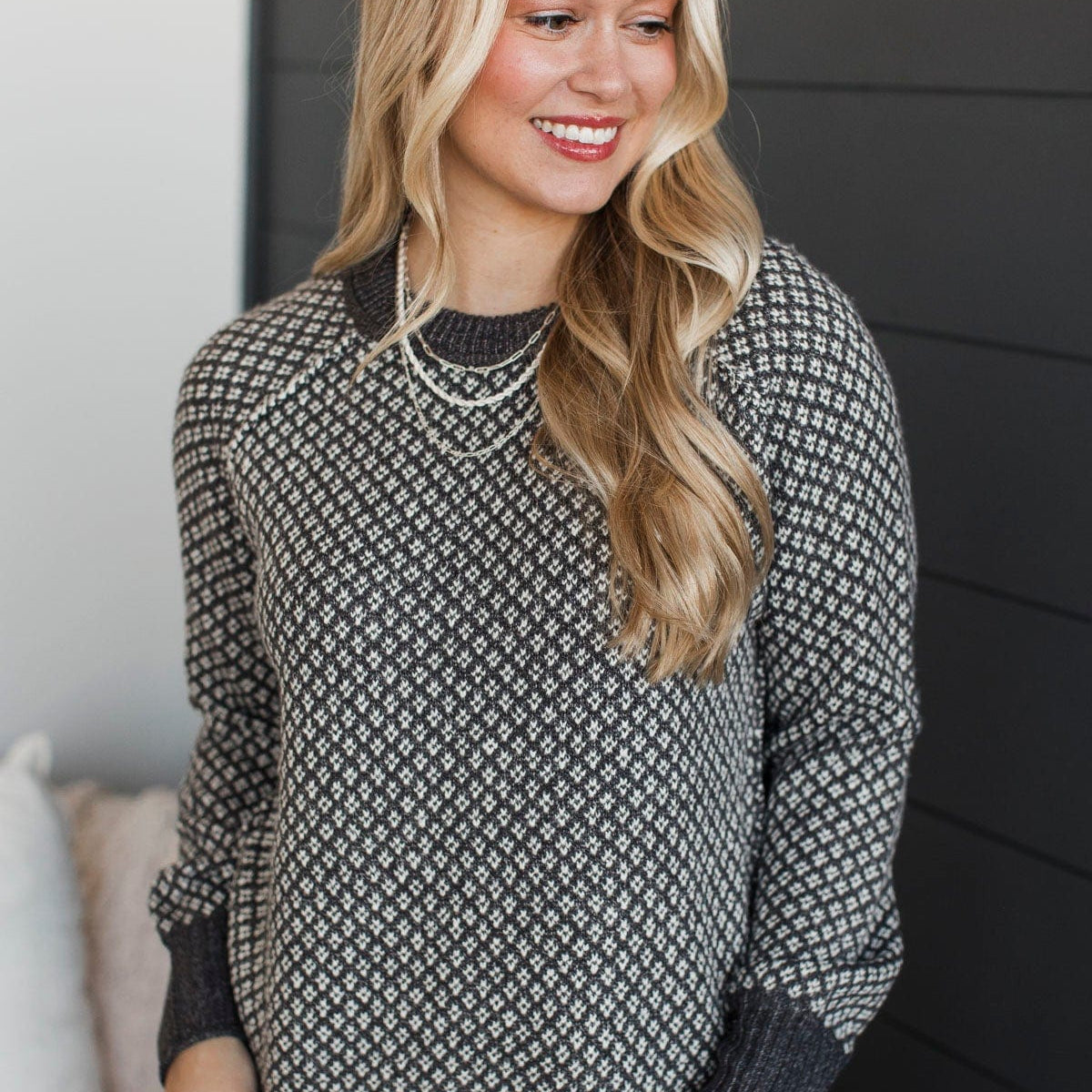 Frosted Looks Printed Knit Sweater- Dark Charcoal – The Pulse Boutique