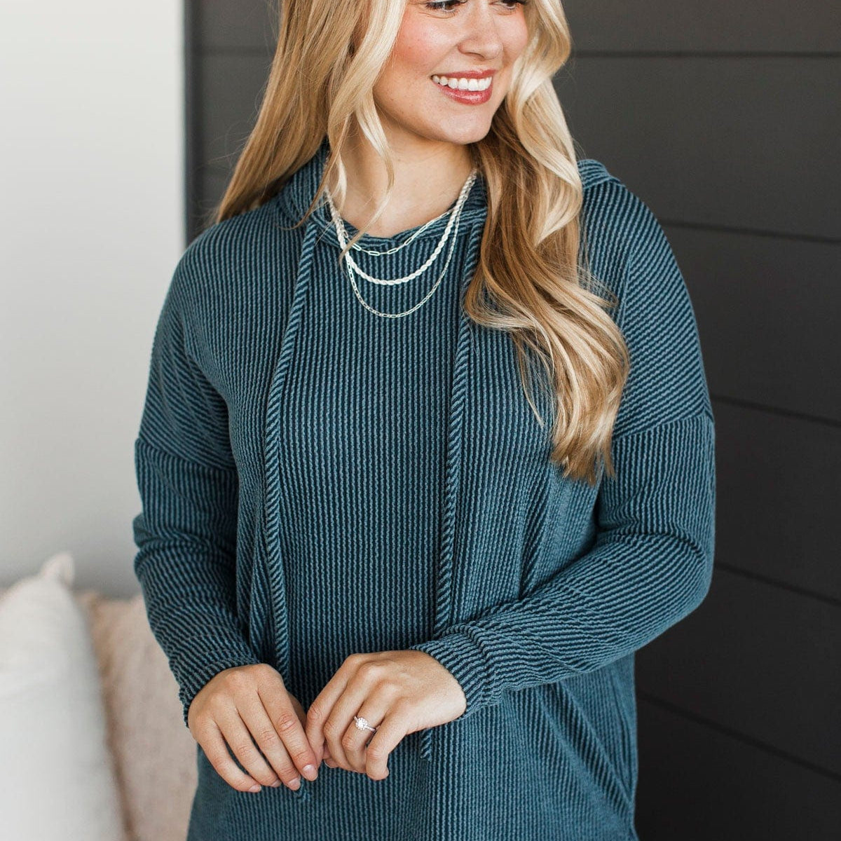 Remember The Night Hooded Knit Top- Teal – The Pulse Boutique
