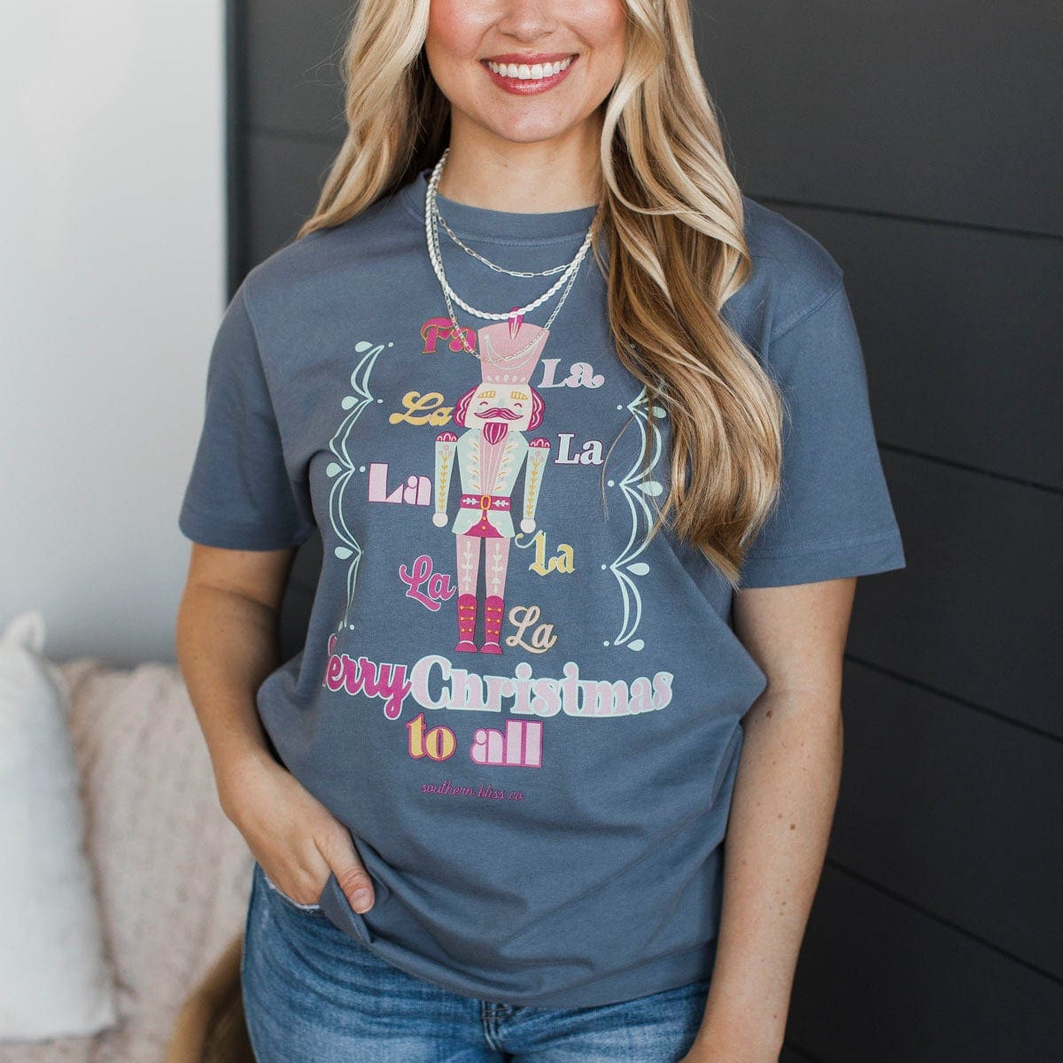 "Fa La La" Nutcracker Graphic Tee- Denim Blue – The Pulse Boutique