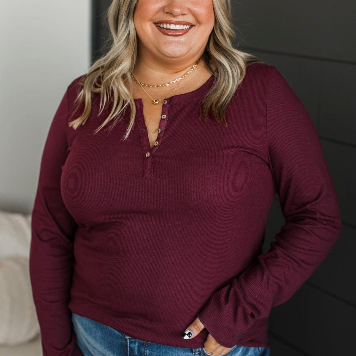 Rise To The Top Knit Henley Top- Burgundy – The Pulse Boutique