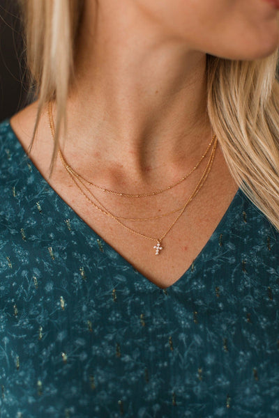 Charming Effect Layered Cross Necklace- Gold – The Pulse Boutique
