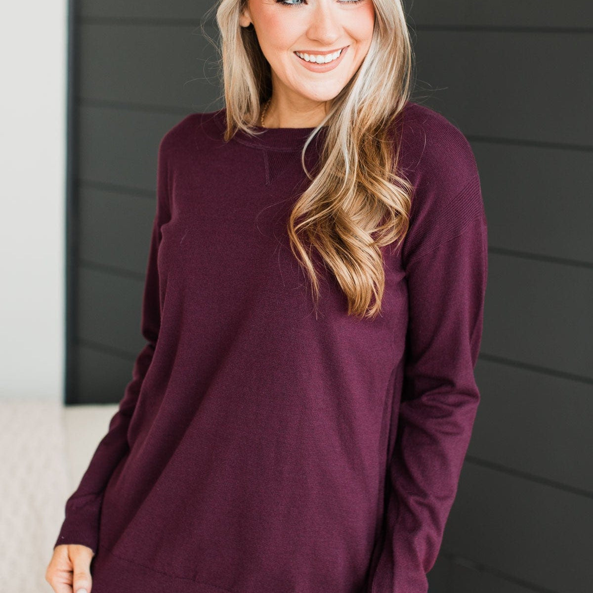 Unforgettable Feeling Knit Sweater- Dark Plum – The Pulse Boutique