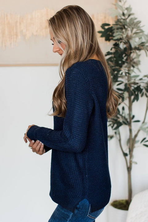 Absolutely Amazing Knit Sweater- Navy – The Pulse Boutique