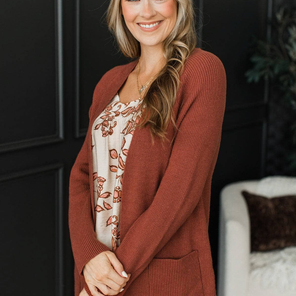 Embrace Today Open Front Knit Cardigan- Orange Copper – The Pulse Boutique