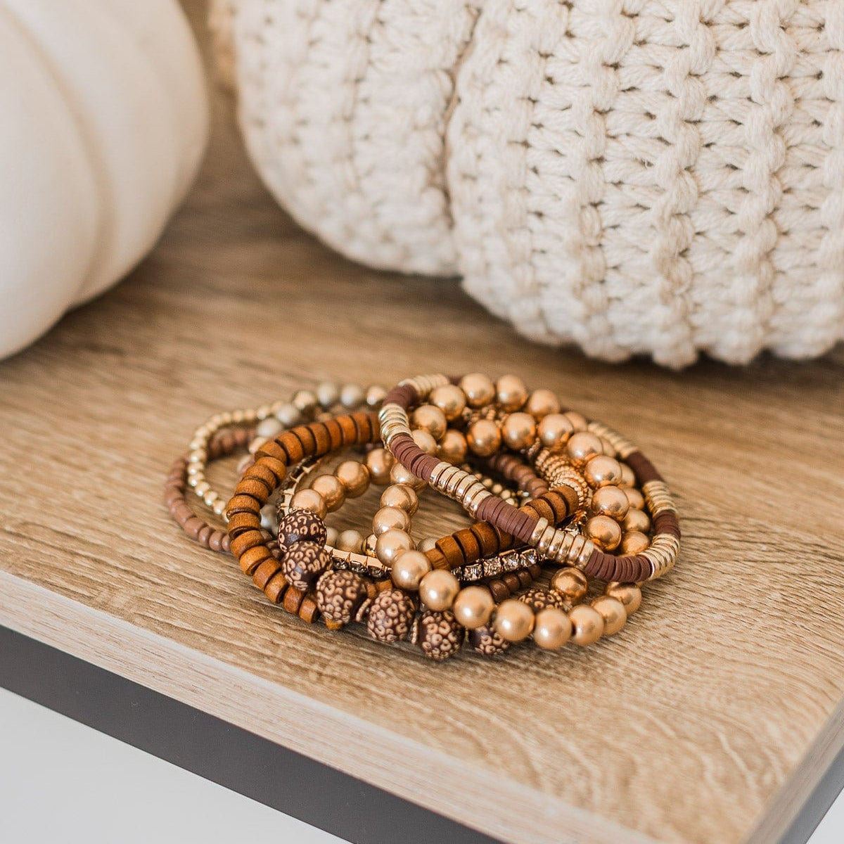 All Class Stackable Bracelet Set- Brown – The Pulse Boutique