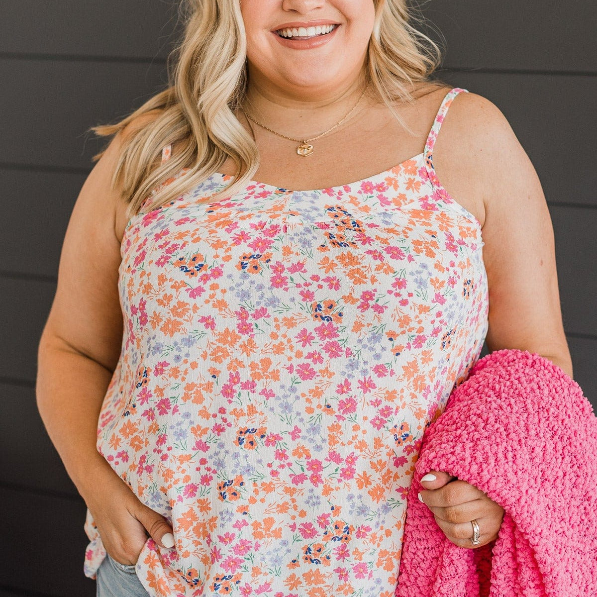 Lost In The Flowers Tank Top- Ivory & Orange – The Pulse Boutique