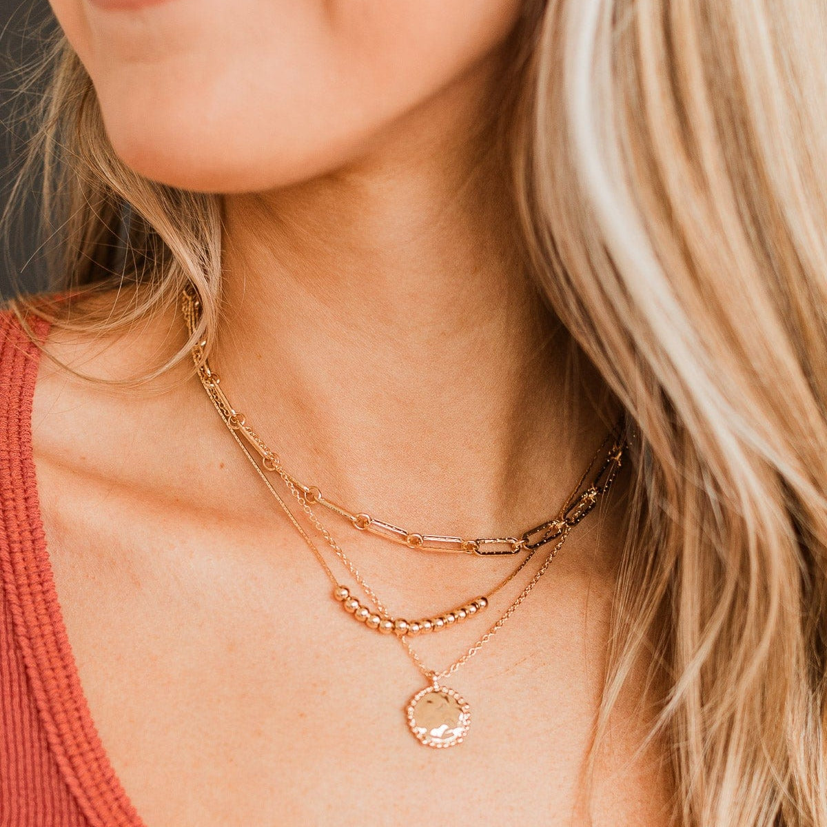 Full Of Heart 3-Tier Necklace- Gold – The Pulse Boutique