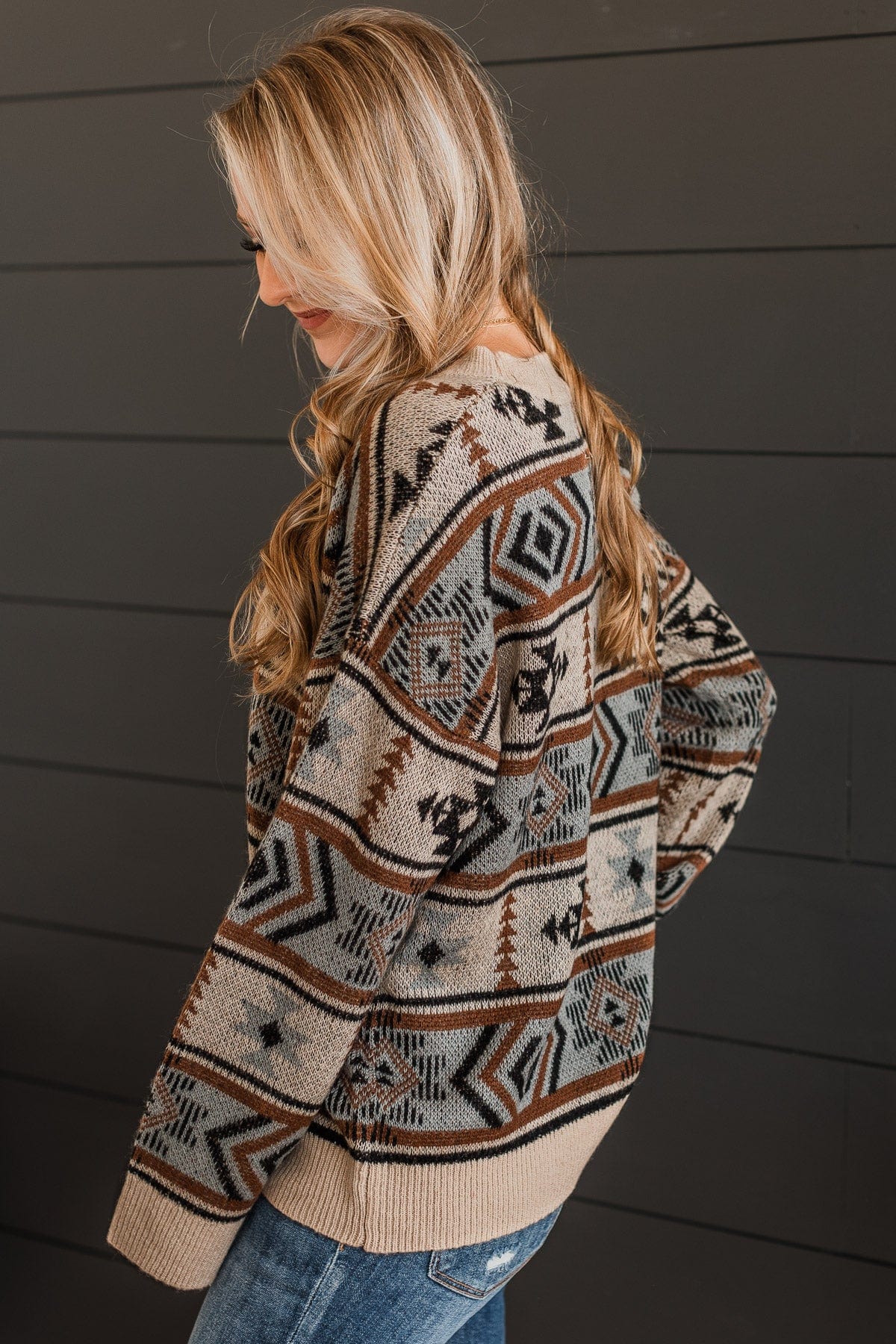 Daily Reminder Aztec Knit Sweater- Mocha – The Pulse Boutique