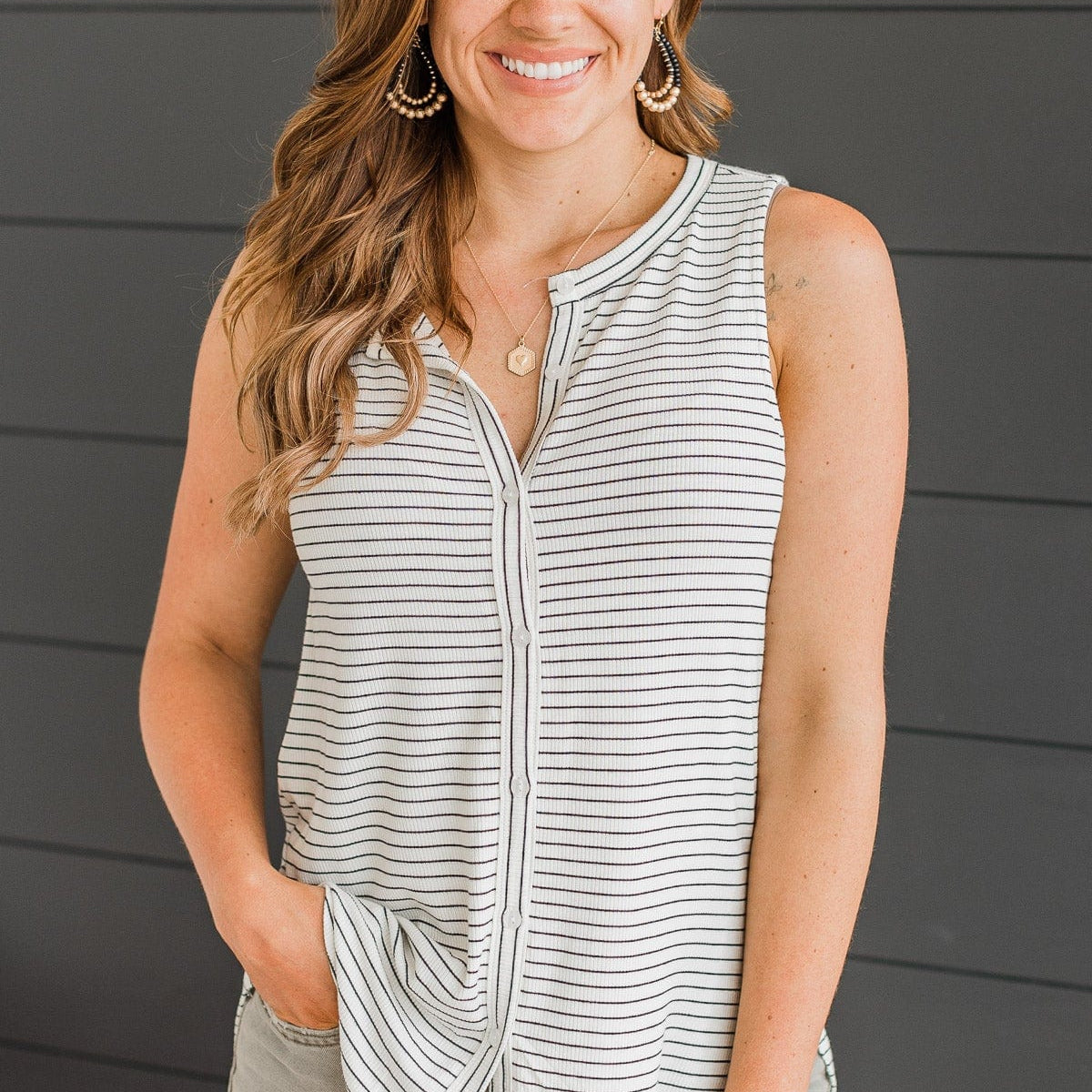 Fool For You Knit Button Tank Top- Off-White – The Pulse Boutique