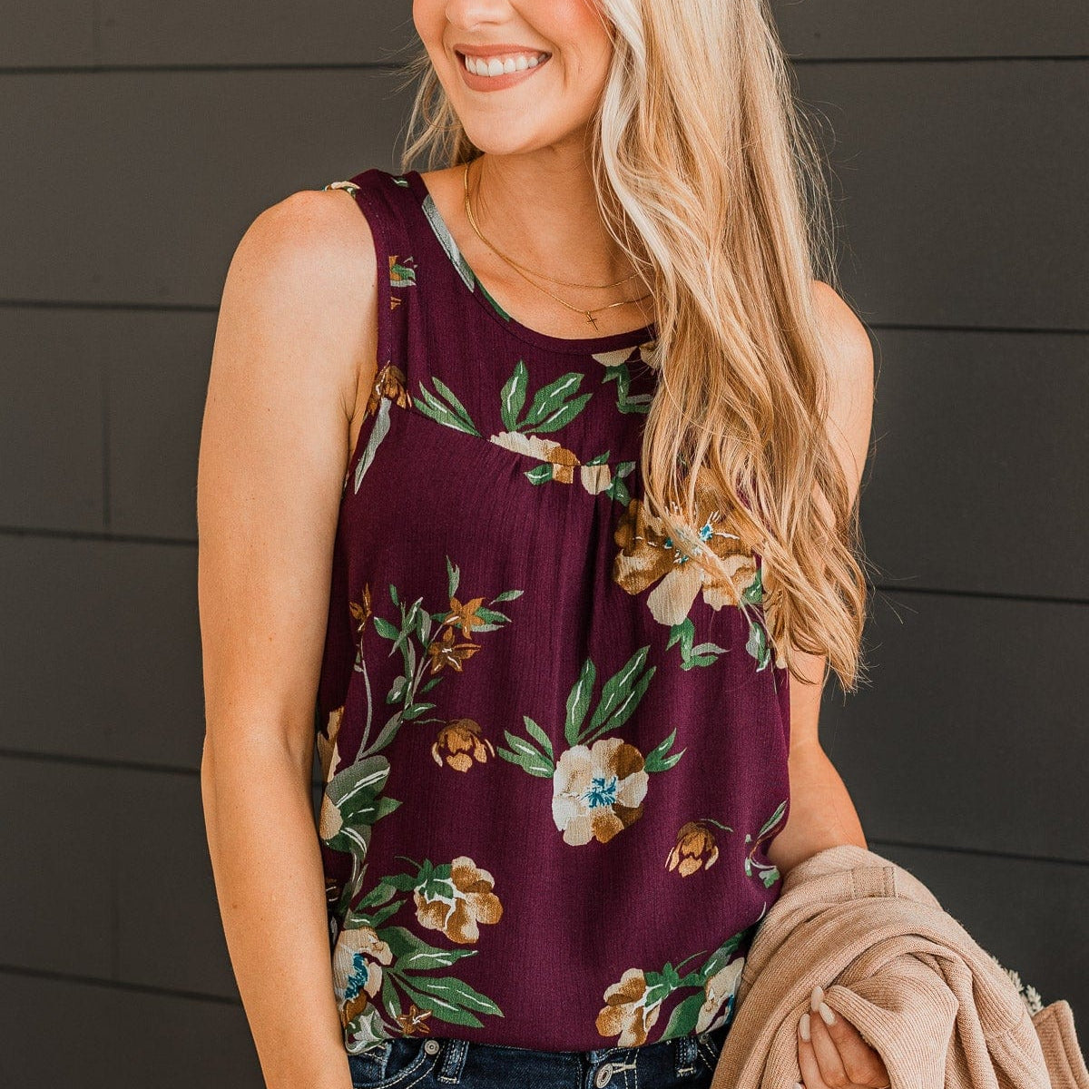 Intrigued By You Floral Tank Top- Plum – The Pulse Boutique