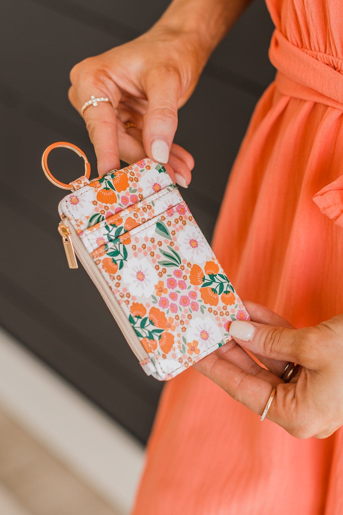 The Darling Effect Keychain Card Wallet- Orange & Tan – The Pulse Boutique