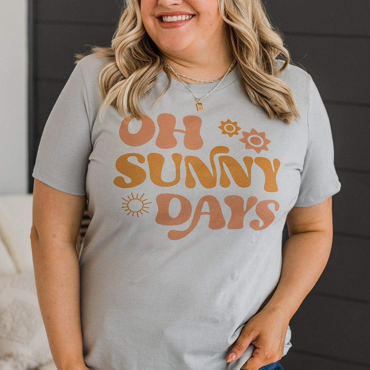 "Oh Sunny Days" Graphic Tee- Grey – The Pulse Boutique